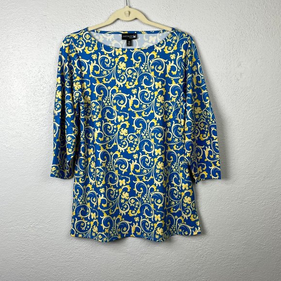 Antthony | Tops | Antthony Statement Print 34 Lanternsleeve Pullover ...